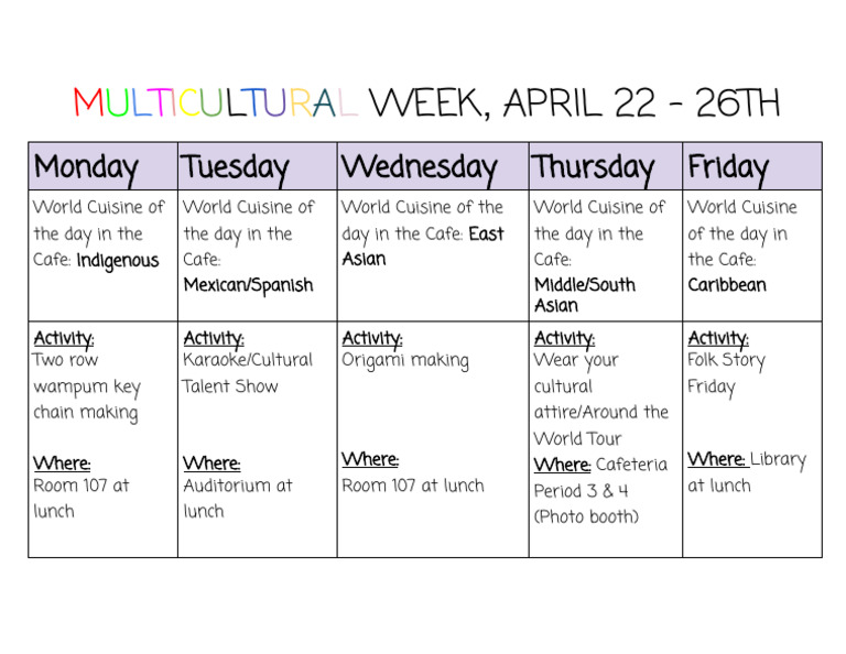Multicultural Week 2024 | PDF