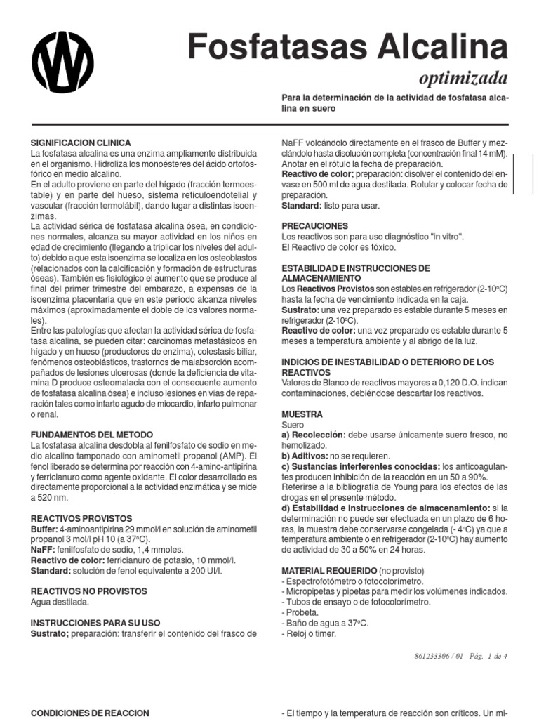 6291 Fosfatasas Alcalina Optimizada SP | PDF | Hueso | Enzima