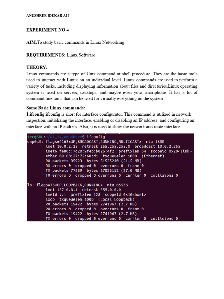 AIM - To Study Basic Commands in Linux Network | PDF | Domain Name System | Computer Network