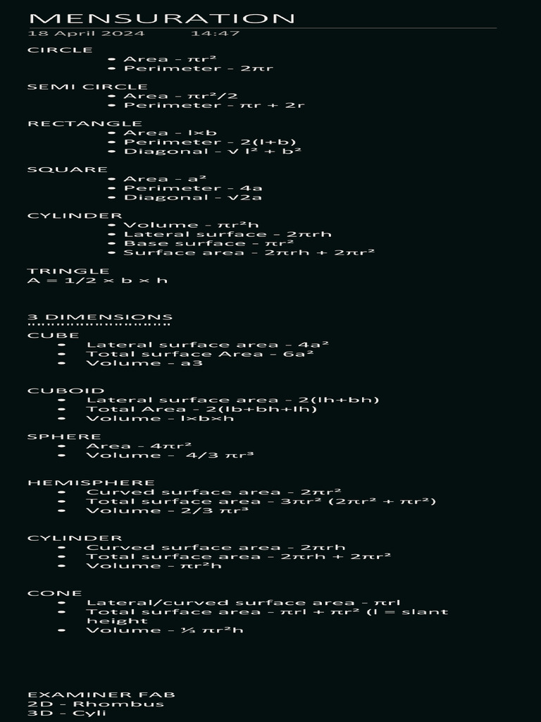 MENSURATION | PDF