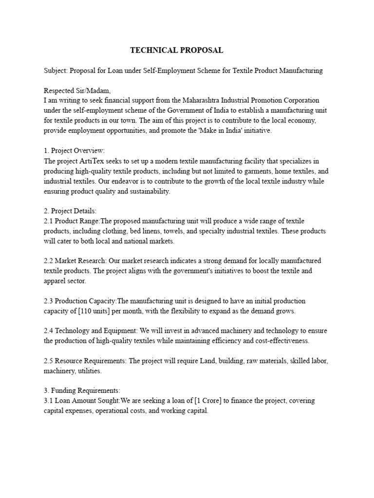 TECHNICAL PROPOSAL | PDF | Textiles | Economies