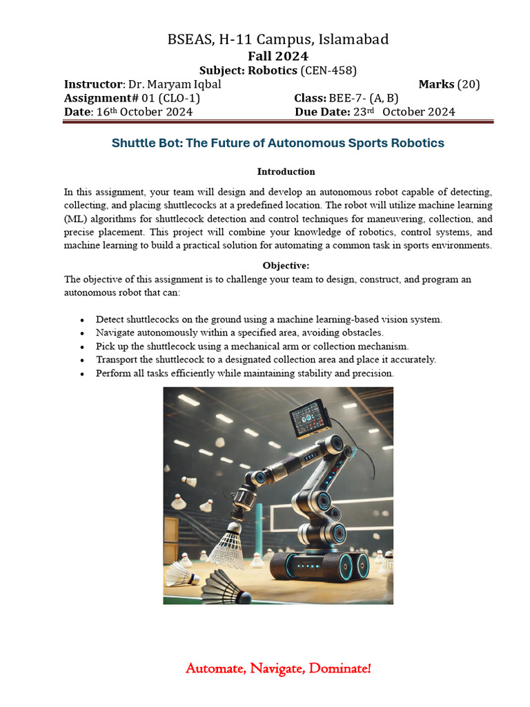 Autonomous Sports Robotics Project | PDF | Robotics | Robot