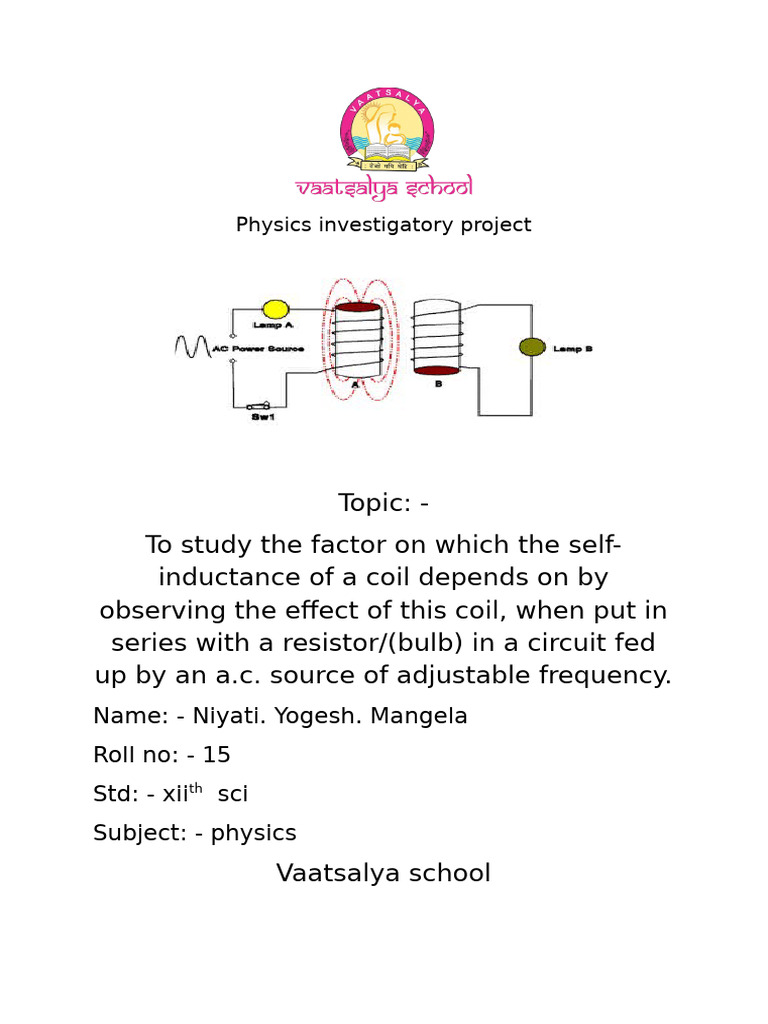 Physics Investigatory Project | PDF | Electric Power | Applied And ...