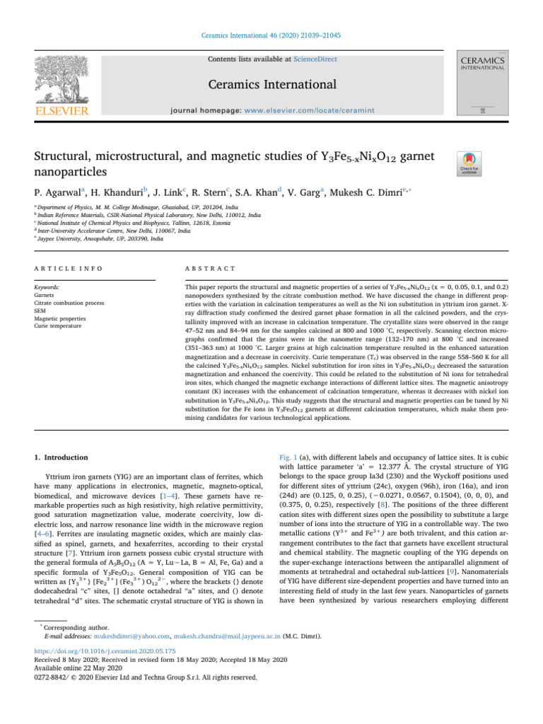 YIG Pha T P Ni | PDF | Crystallite | Crystal Structure