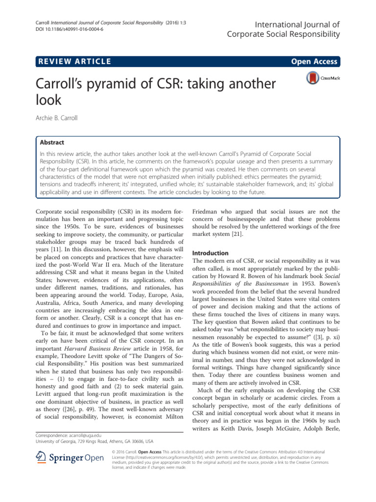 Carrolls Pyramid of CSR Taking Another L | PDF | Corporate Social Responsibility | Employment