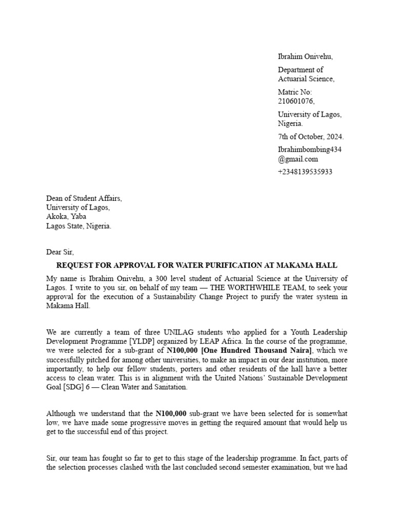 Letter To DSA | PDF | Environment | Water