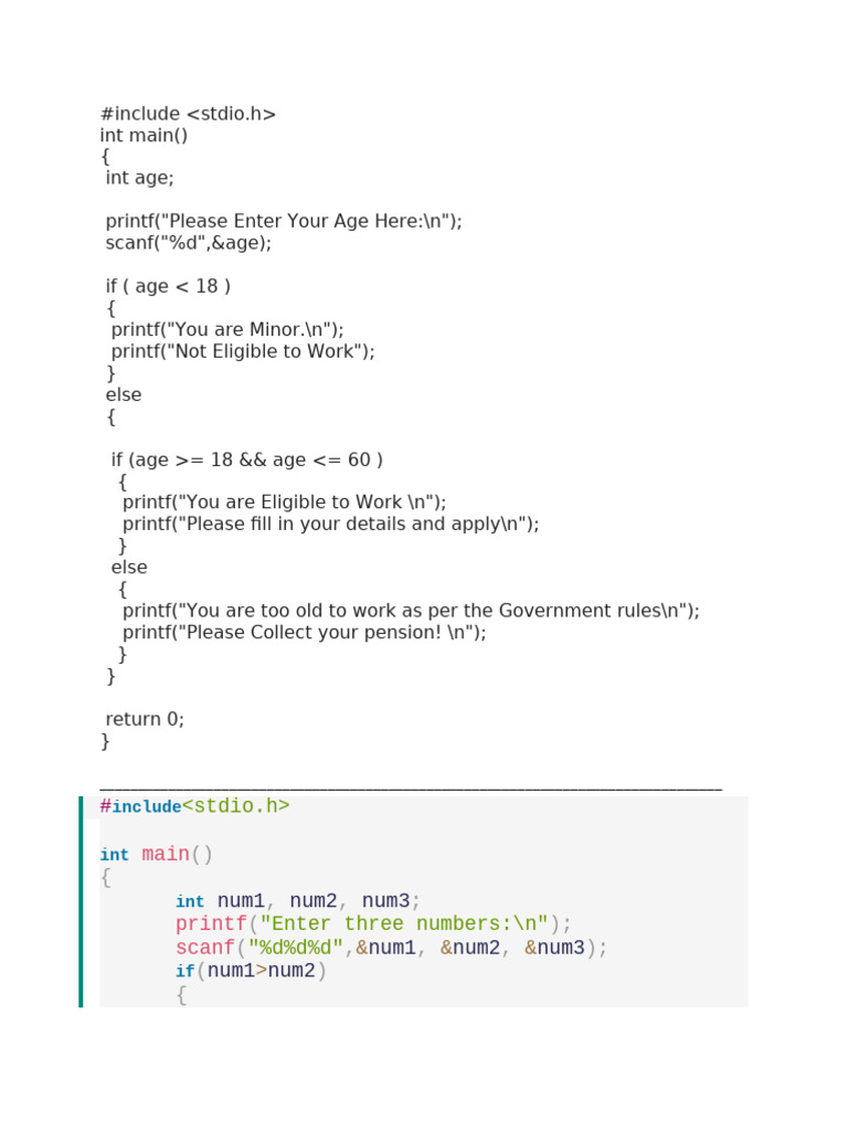 C Programs Using Nestedif and Elseif Ladder | PDF C Programs Using Nestedif and Elseif Ladder | PDF
