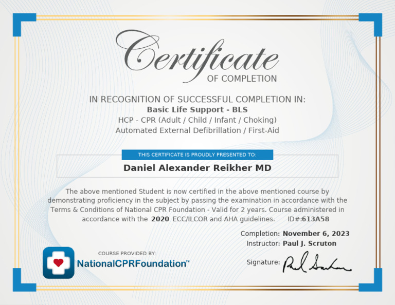 BLS Certification of Completion | PDF | Career & Growth