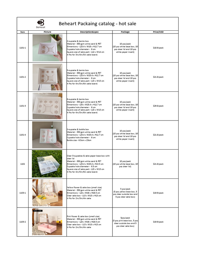Beheart Packaging Catalog - Hot Sale | PDF | Paper | Printing Materials