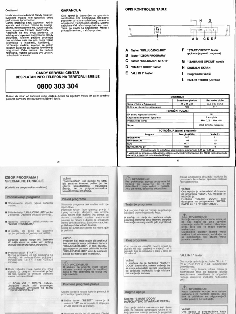 Candy CDPM 3ds62dw User Manual | PDF