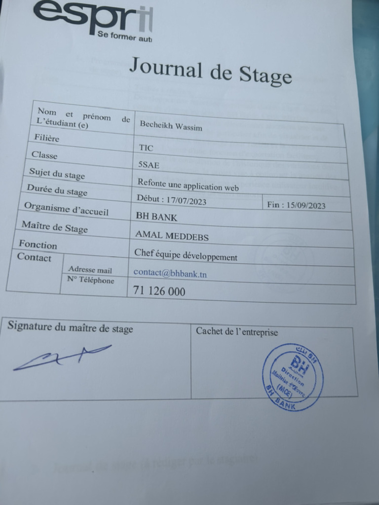 Journal de Stage | PDF