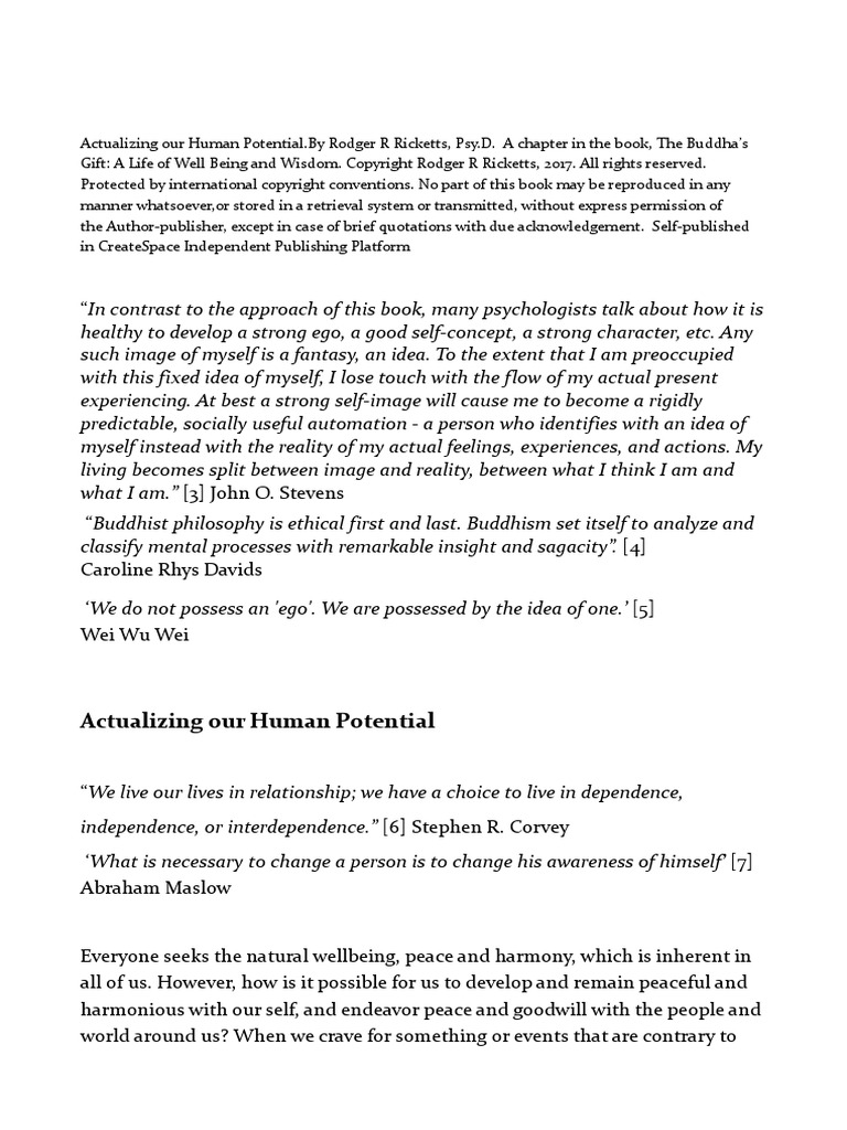 Actualizing Our Human Potential PDF | PDF | Indian Philosophy Actualizing Our Human Potential PDF | PDF | Indian Philosophy