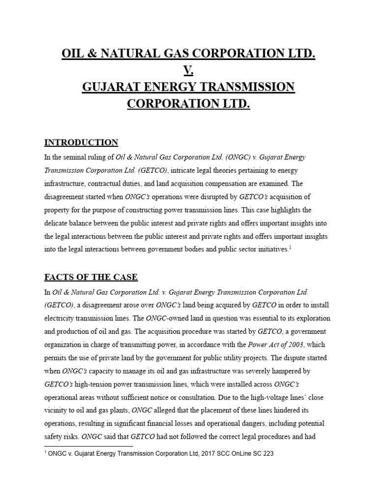 ONGC v. GUJARAT ENERGY TRANSMISSION CORPORATION LTD | PDF ...