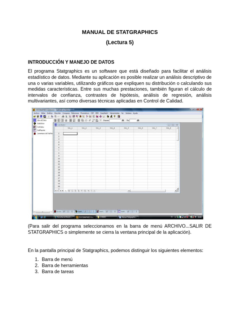 Manual de Statgraphics | PDF | Estadísticas | Ventana (informática)