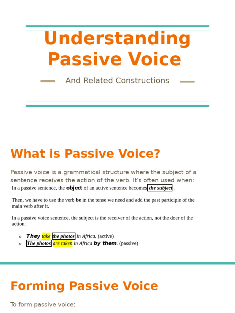 Passive Voice and Related Constructions | PDF | Verb | Subject (Grammar)