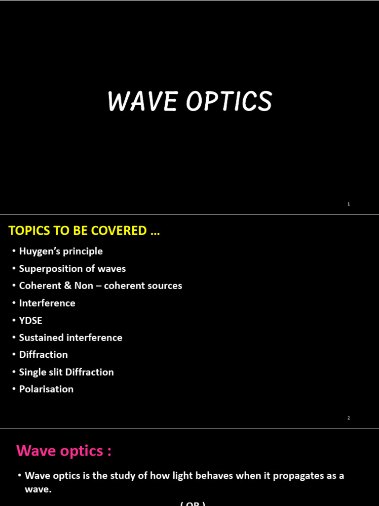 Wave Optics | PDF | Diffraction | Waves