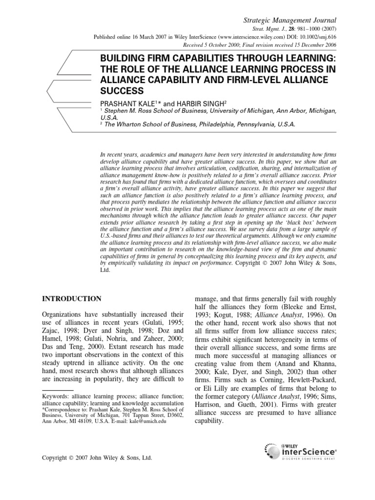 BUILDING FIRM CAPABILITIES | PDF | Procedural Knowledge | Tacit Knowledge