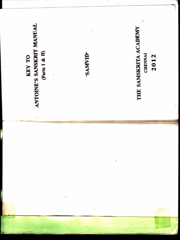 Key to Antoine's Sanskrit Manual Part1 & Part2 | PDF