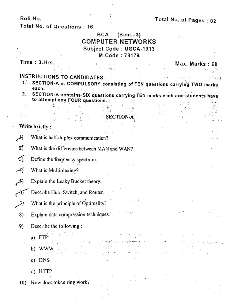 Bca 3 Sem Computer Networks 78179 Dec 2022 | PDF