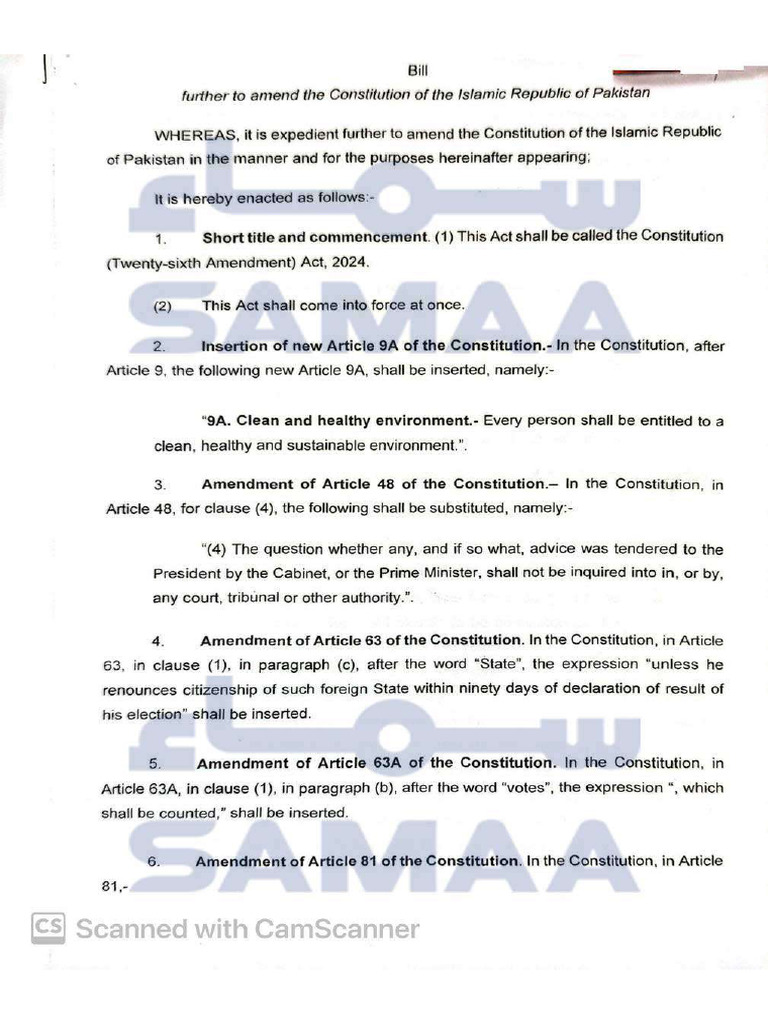 A Copy of The Draft of The Proposed 26th Constitutional Amendment | PDF