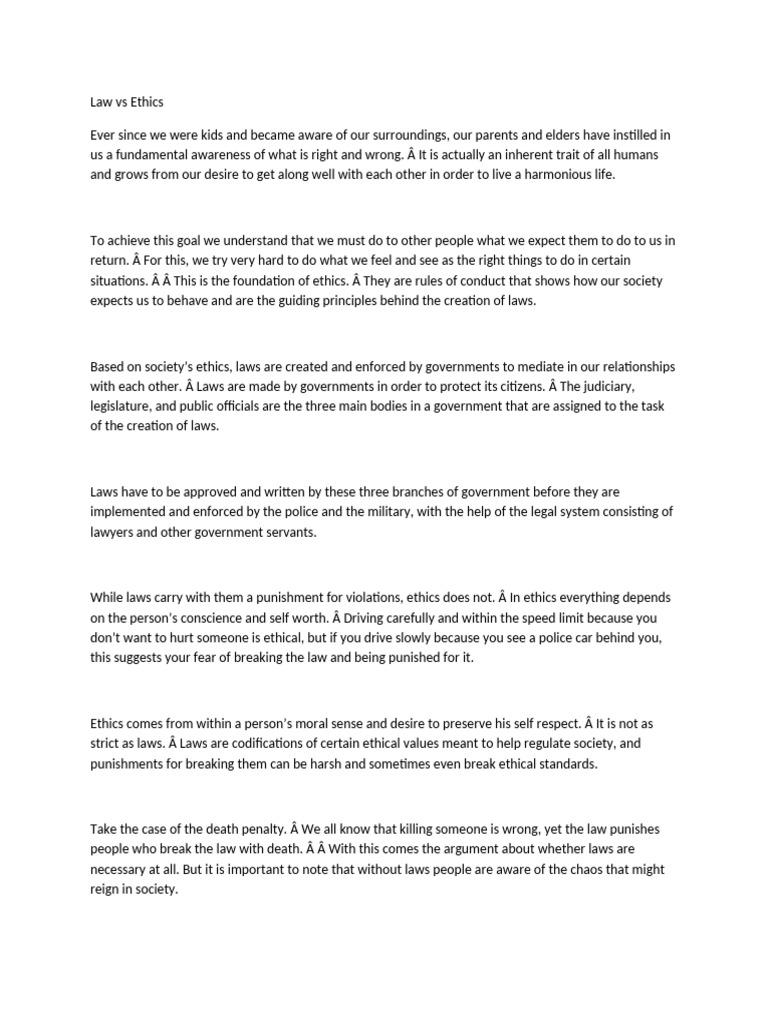 Law Vs Ethics Pdf Applied Philosophy Social Psychology