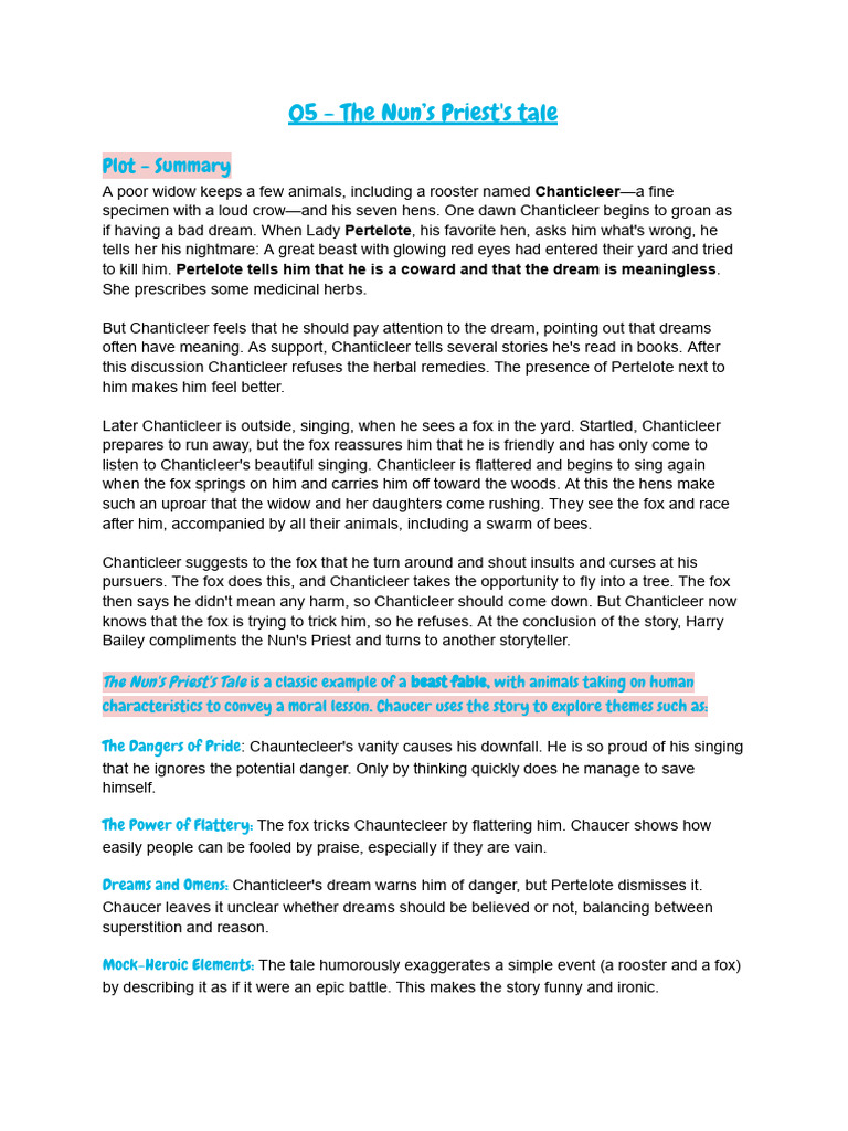 05 - The Nun's Priest's Tale | PDF | Young Adult | General Fiction