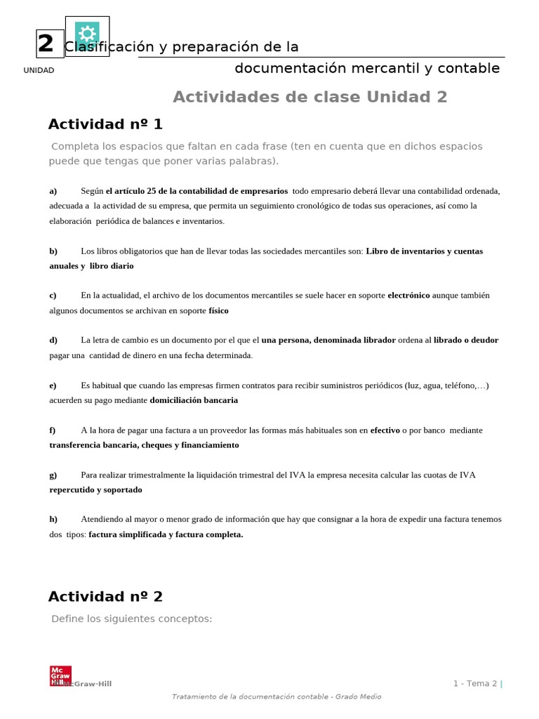Actividades Clase Tema 2 TDC Hechas | PDF | Cheque | Bancos