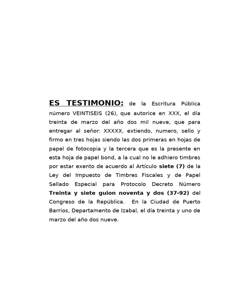 Testimonio Excento - Rescisión | PDF