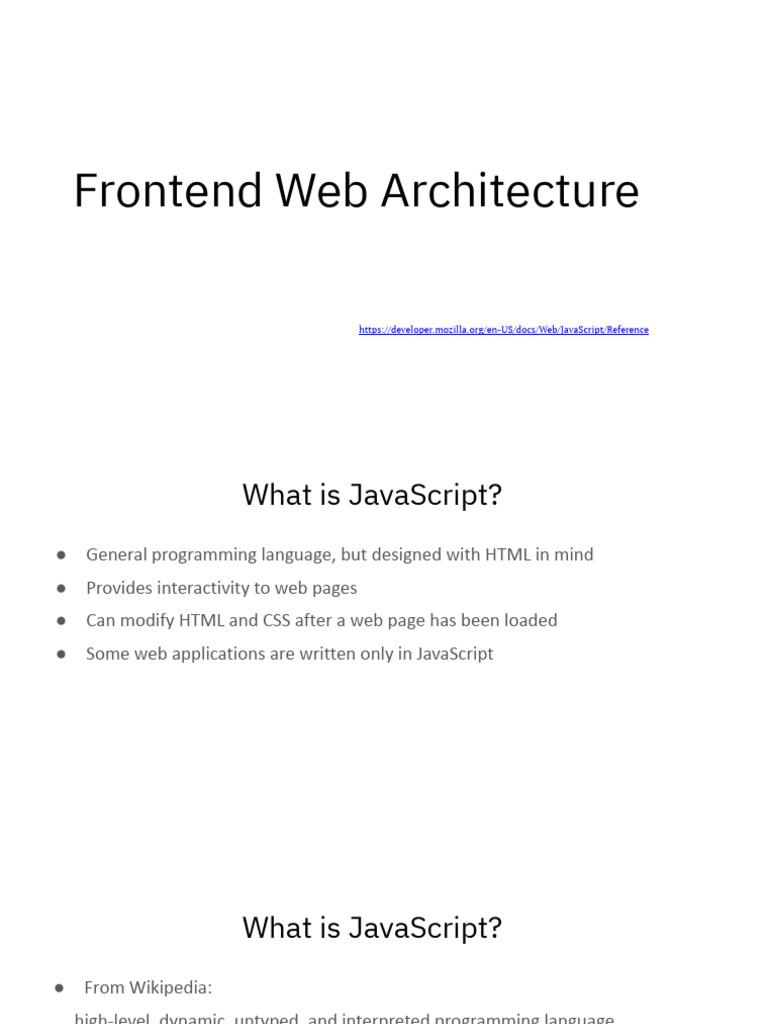 U01 FrontEndArquitecture | PDF | Java Script | Html