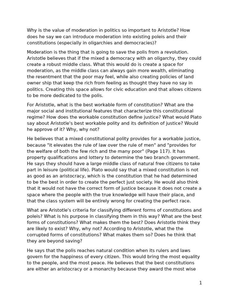 Why Is The Value of Moderation in Politics So Important To Aristotle ...