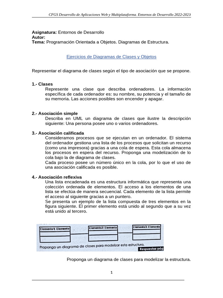 Ejercicios de Diagramas de Clases y Objetos 1 | PDF | Objeto (informática) | Herencia ...