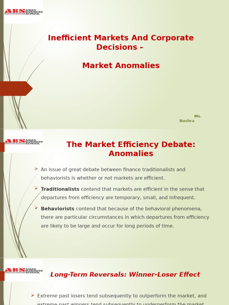 BF-Unit II (Market Anomalies) | PDF | Stocks | Efficient Market Hypothesis