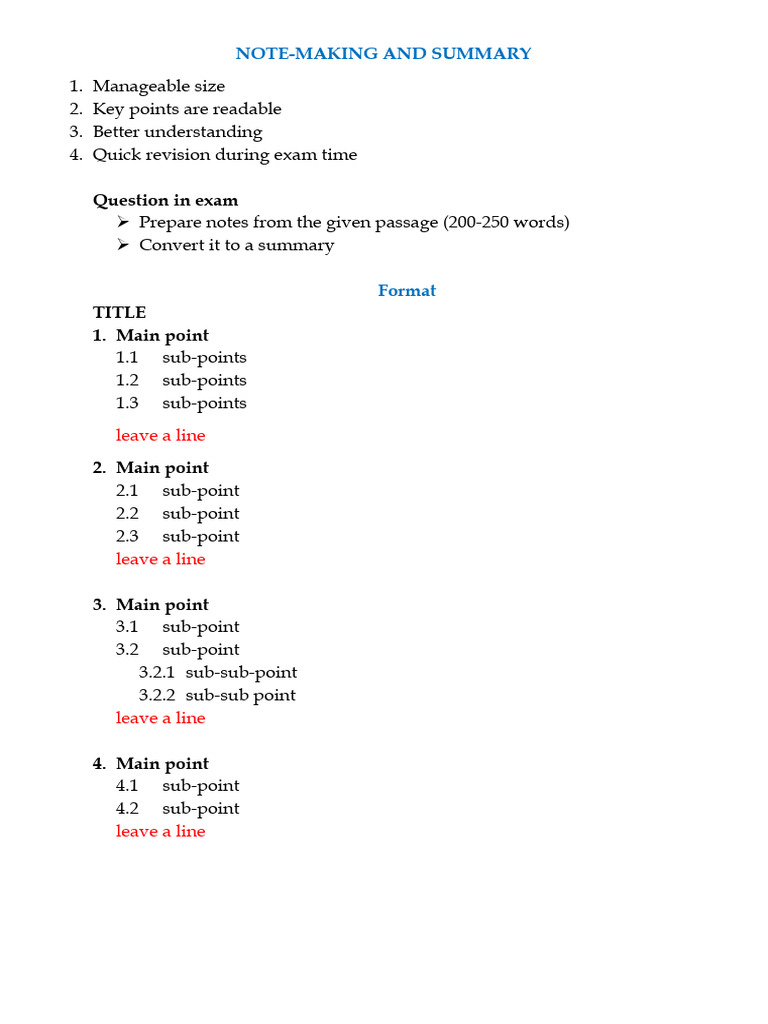 Note Making and Summary | PDF