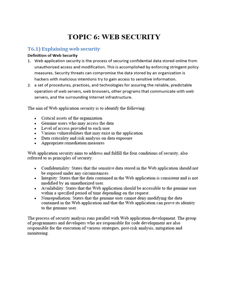 Topic 6 Web Security | PDF | Security | Computer Security