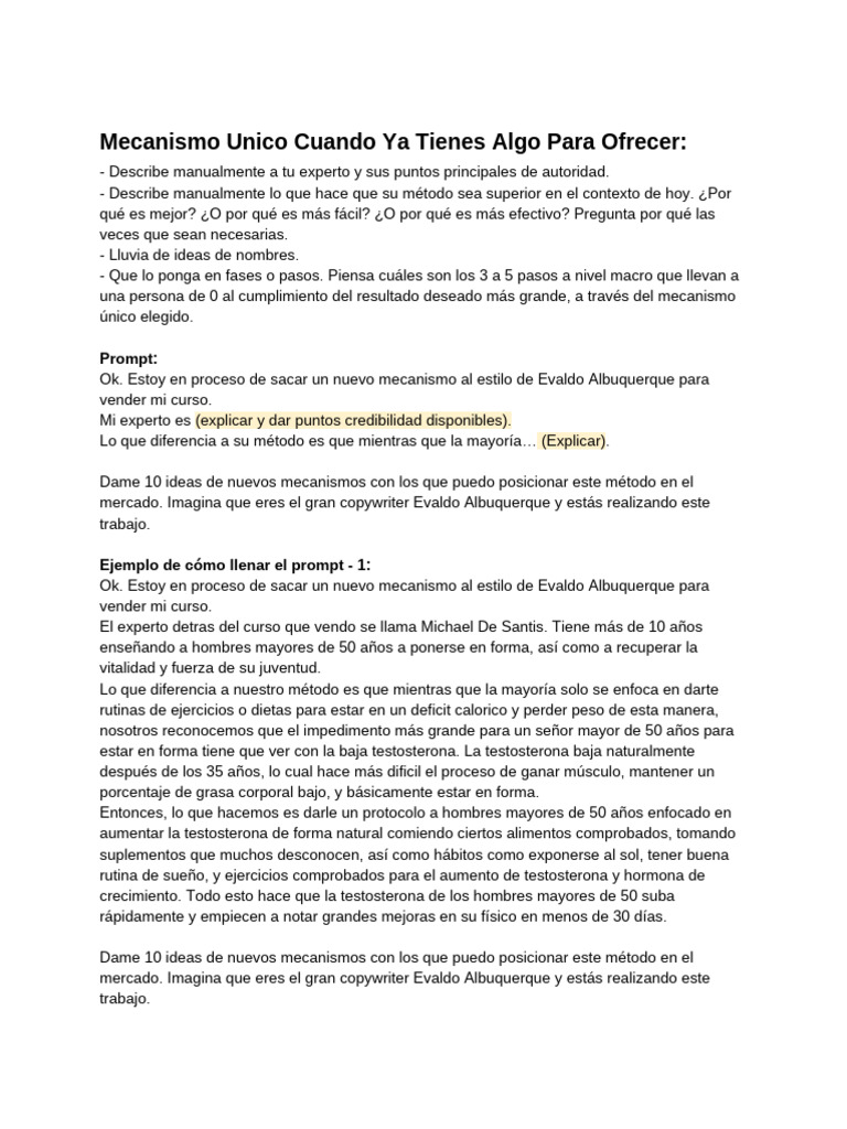2 - Prompts Mecanismo Unico | PDF | Aprendizaje | Testosterona