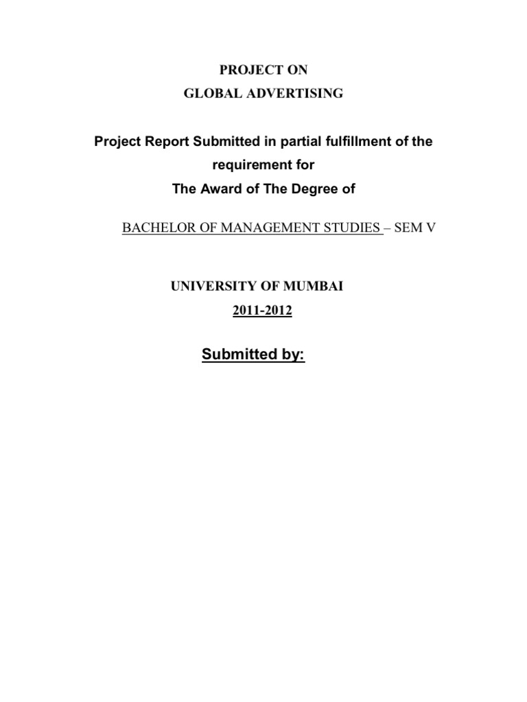 Project On Global Advertising | PDF | Advertising | Brand