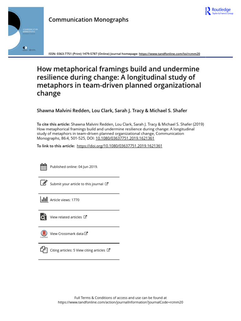 How Metaphorical Framings Build and Undermine Resilience During Change ...