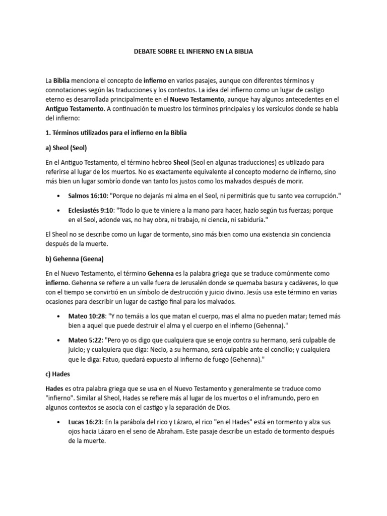 Debate Sobre El Infierno en La Biblia | PDF | Infierno | Creencia religiosa y doctrina
