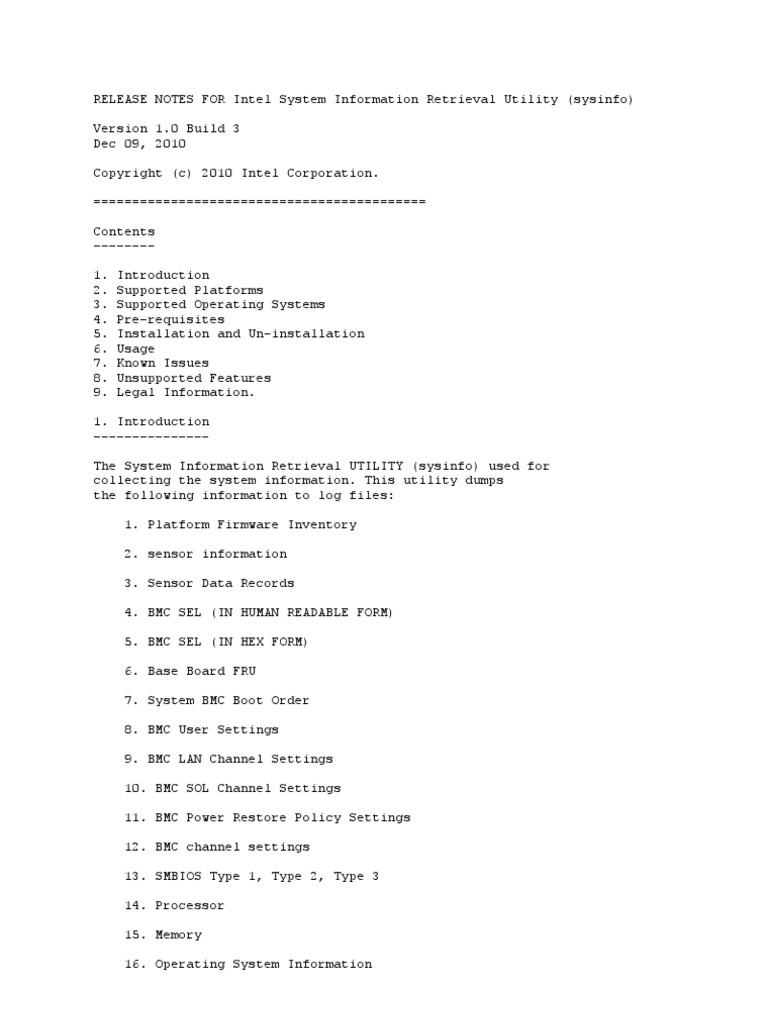 Intel System Information Retrieval Utility | PDF | Areas Of Computer ...