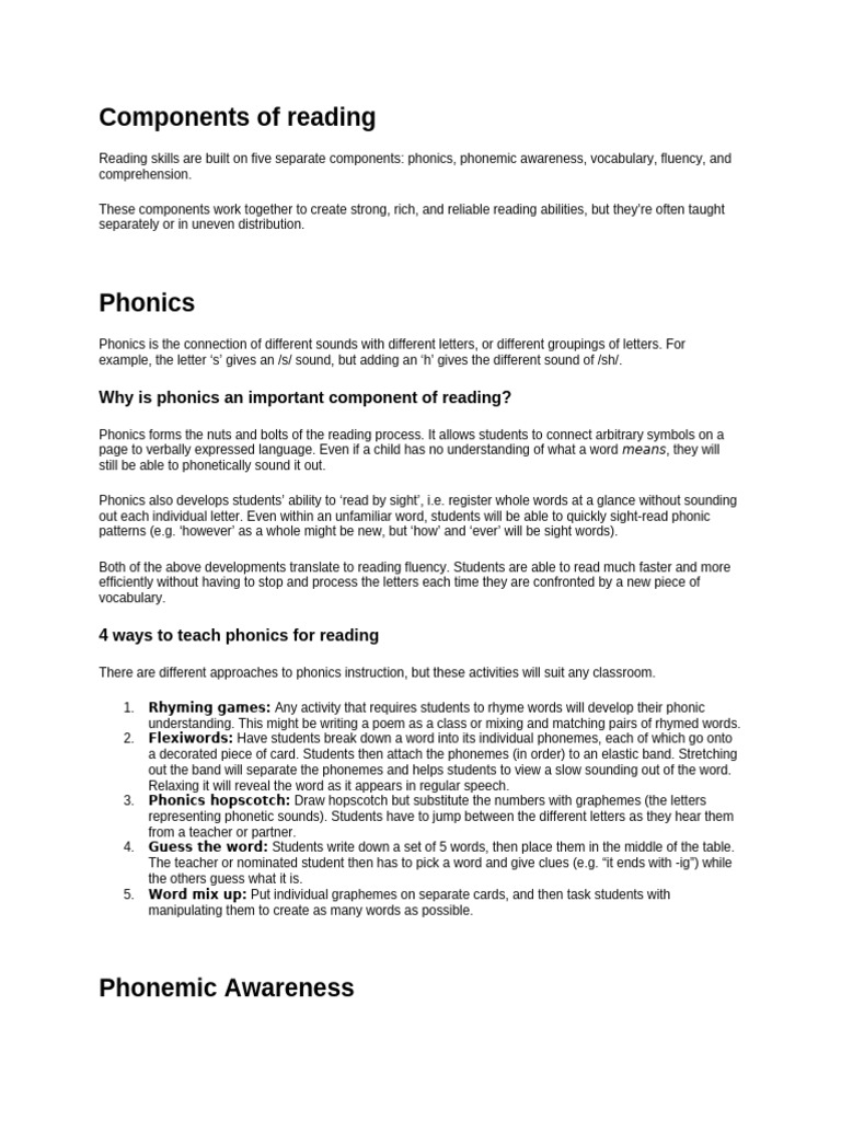 Reading Skills | PDF | Phonics | Reading Comprehension