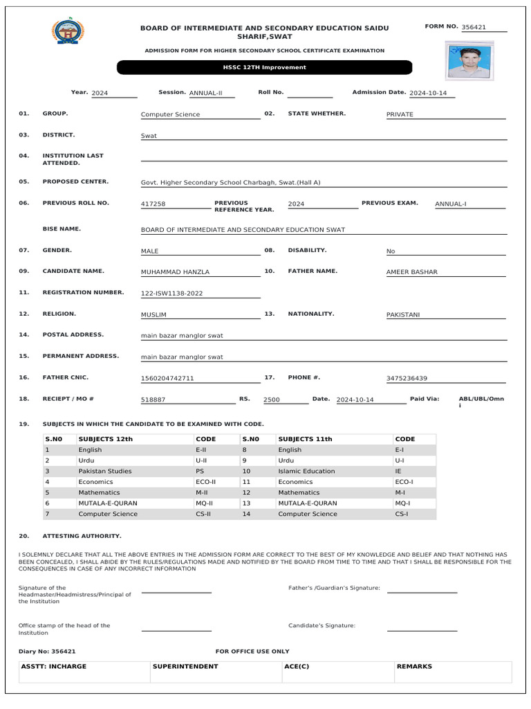 hssc_admission_form (3) | PDF