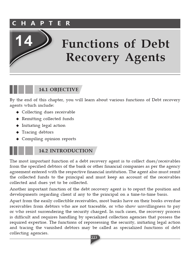 Functions of Debt Recovery Agents | PDF | Loans | Debt