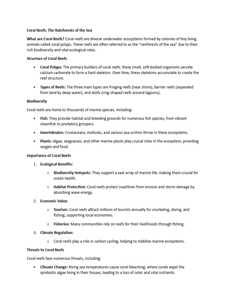 Coral Reefs-The Rainforests of the Sea | PDF | Coral Reef | Coral