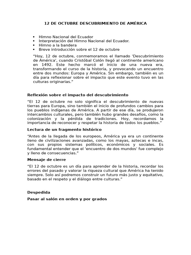 12 de Octubre Descubrimiento de América | PDF | Viajes y turismo