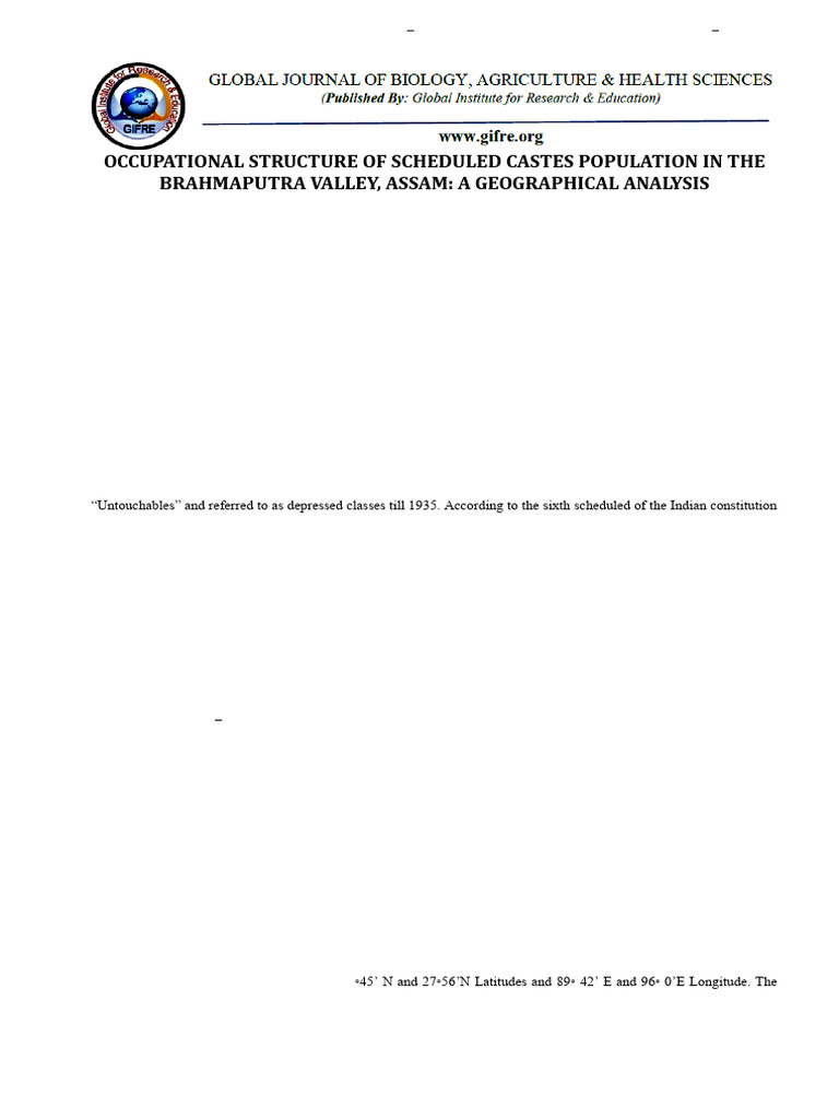 Occupational Structure of Scheduled Castes Population in The ...