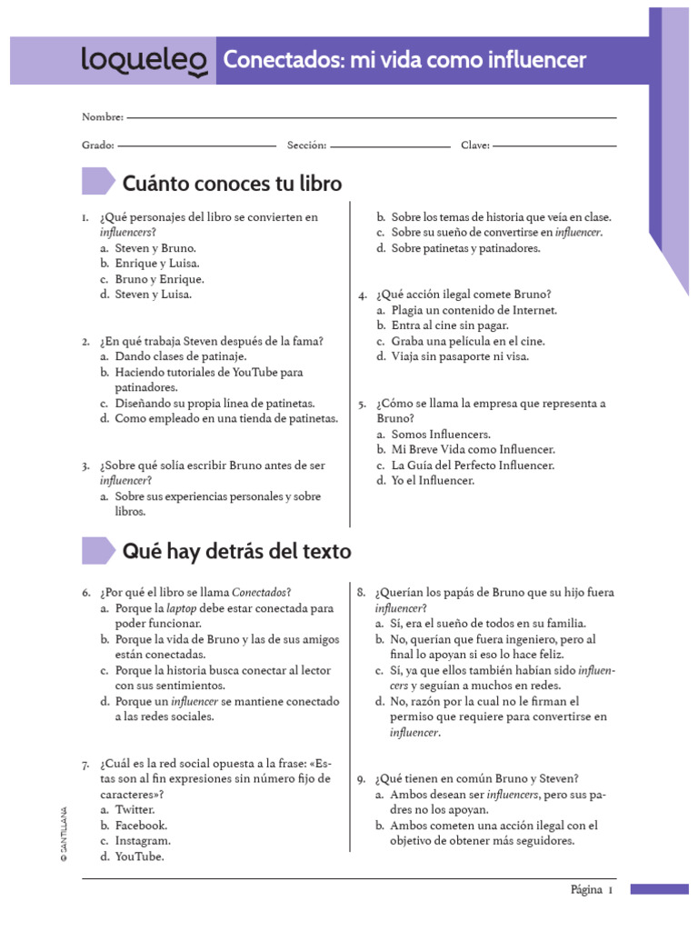 Conectados: Mi Vida Como Influencer: Cuánto Conoces Tu Libro | PDF ...