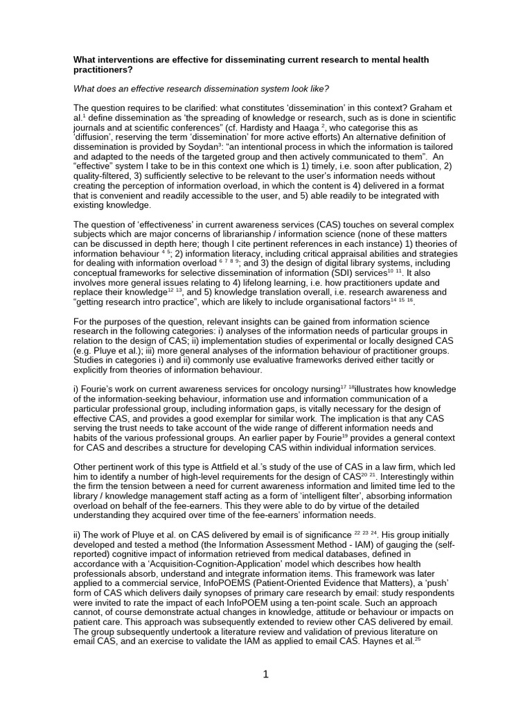What Interventions Are Effective For Disseminating Current Research To ...