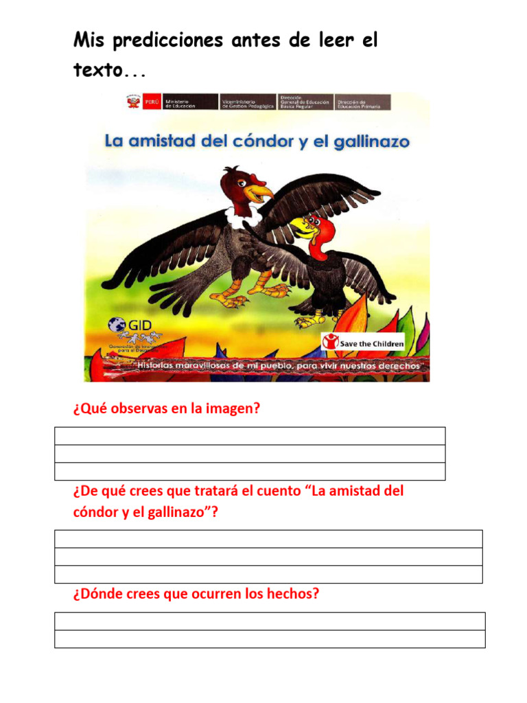 LA AMISTAD DEL CÓNDOR Y EL GALLINAZO.e | PDF