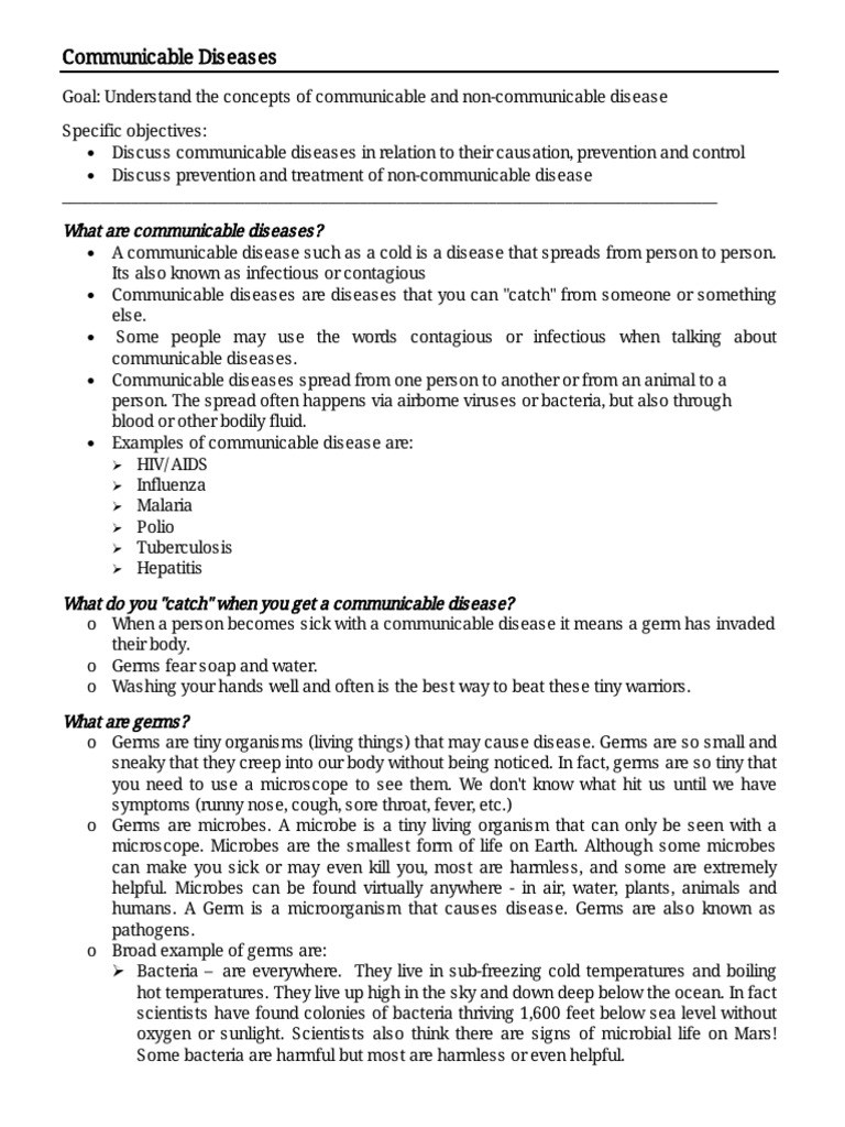 Communicable vs Non-Communicable Diseases | PDF