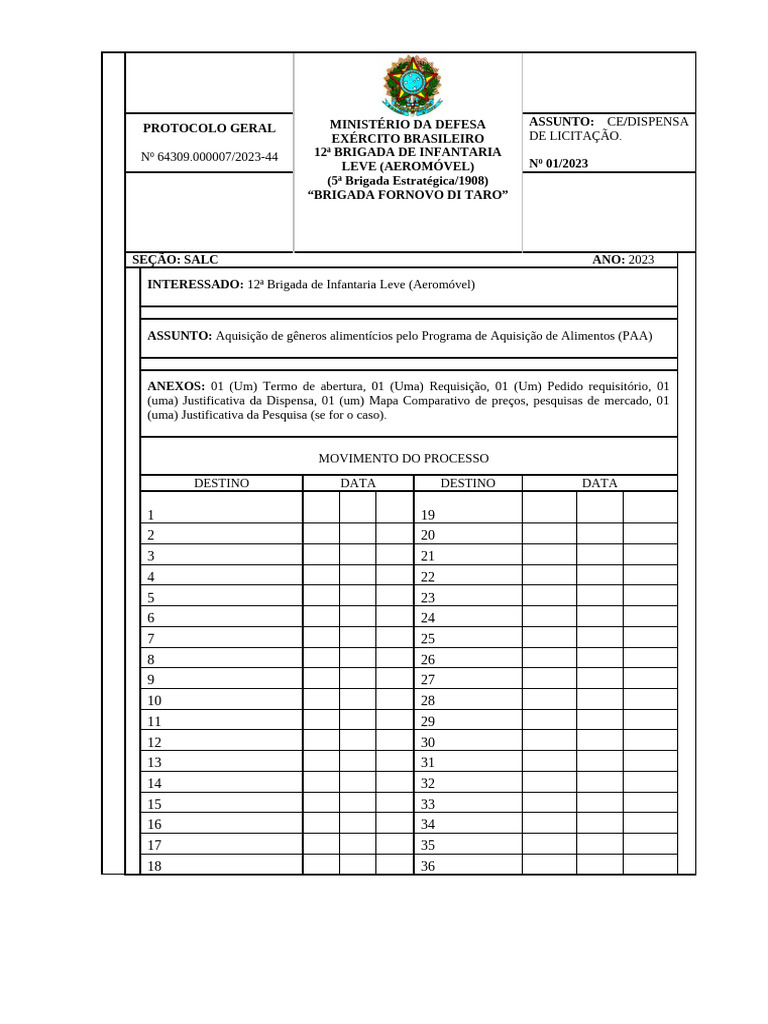 01 - Capa de Processo PAA 2023 | PDF